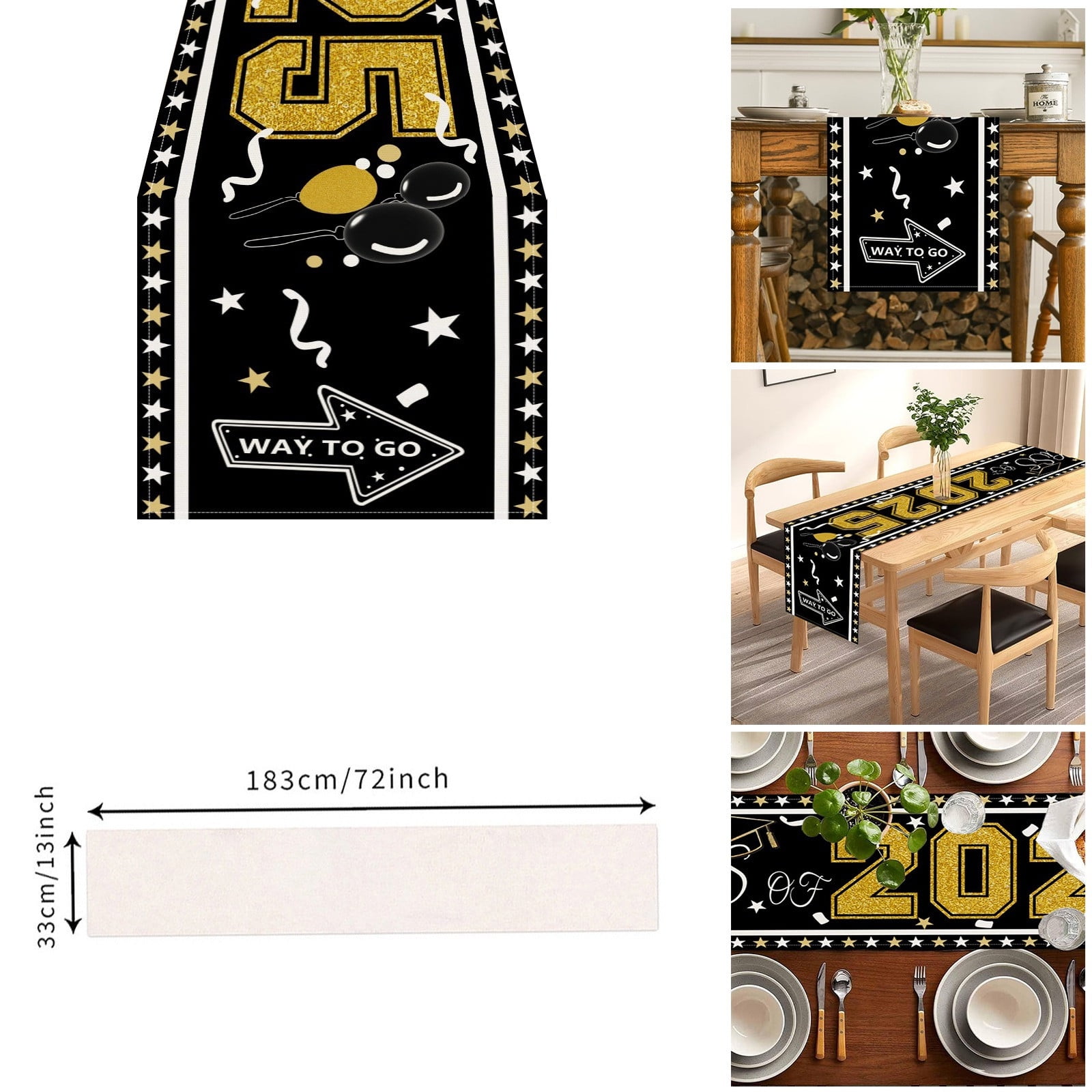 YaoZQ Class of 2026 Graduation Runner, Black & Gold Congrats Grad, High ...