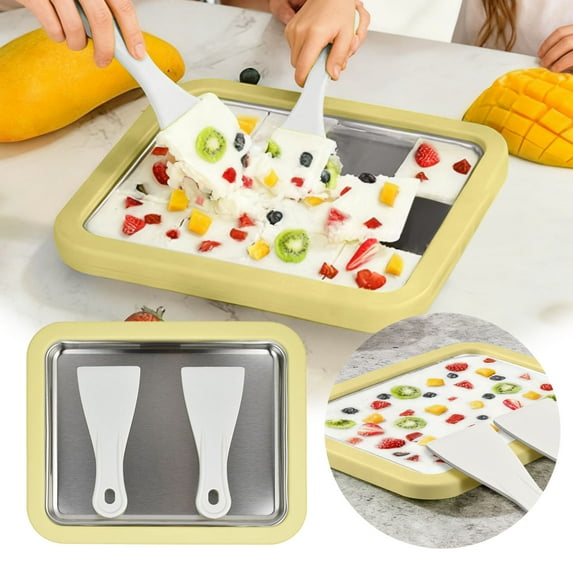 YaoZQ DIY Rolled Ice Cream Machine Pan for Kids Frozen Yogurt Sorbet ...