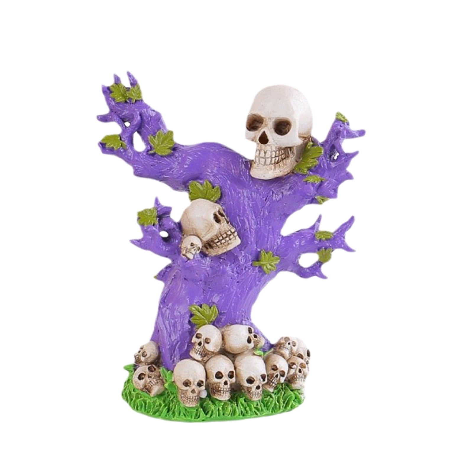 YaoZQ Gothic Halloween Decor Purple Skull Tree With Skeletons Resin ...