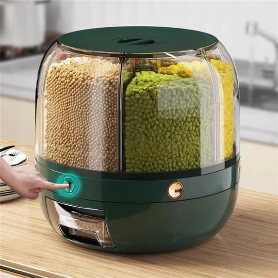 YaoZQ Green Food Dispenser, 360 Degree Rotating Rice Keeper, Dry Grain ...
