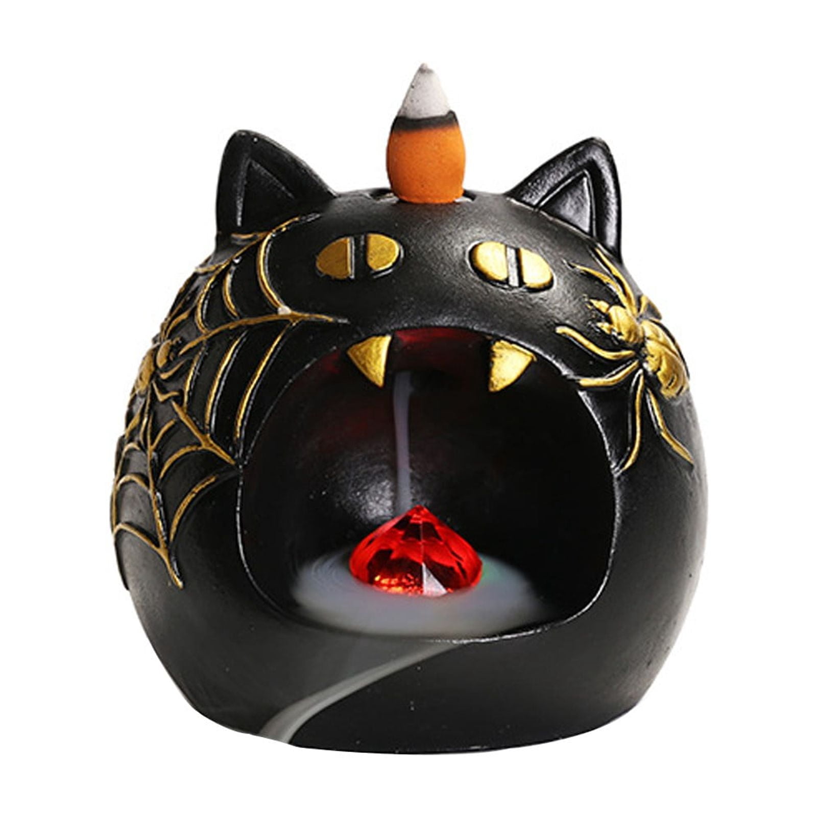YaoZQ Halloween Decor Backflow Incense Burner LED Lighted Waterfall ...