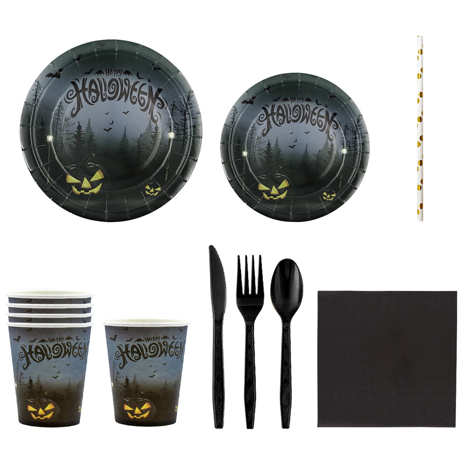 YaoZQ Halloween Party Supplies Paper Plates And Napkins Disposable ...