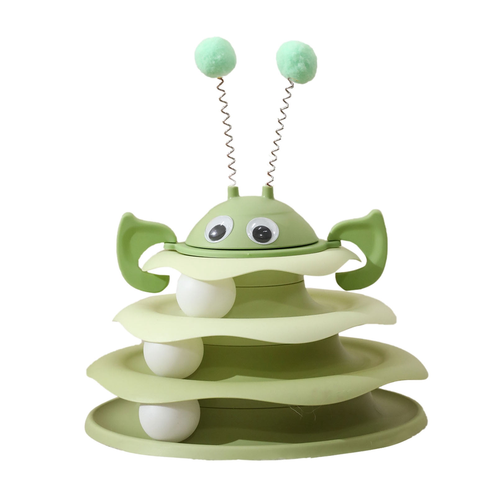 YaoZQ Interactive Cat Toy Roller, 3-Level Tower Tracks with Balls, Cute ...