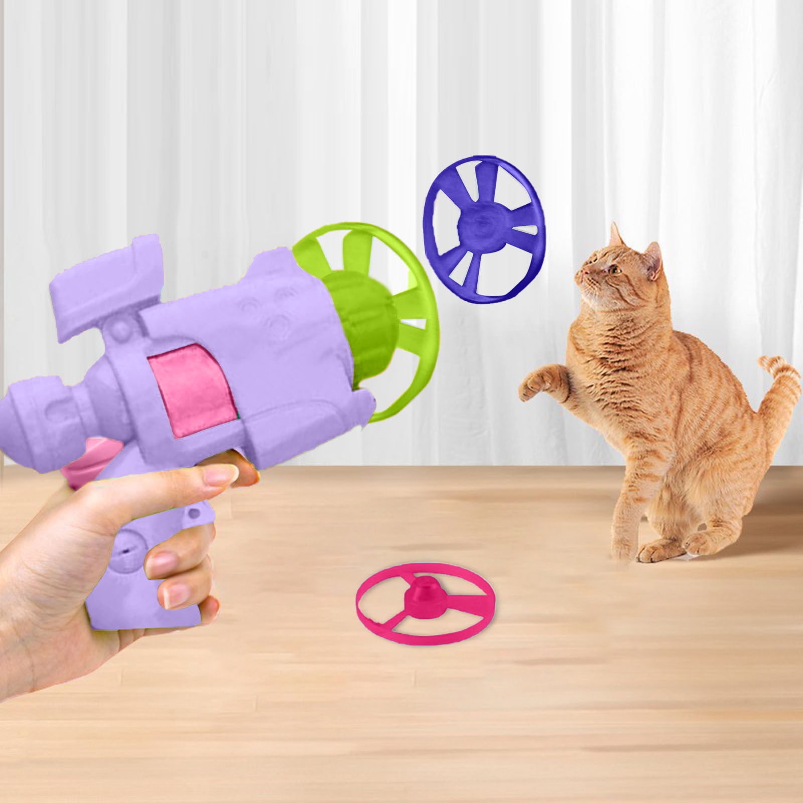 YaoZQ Interactive Pet Flying Saucer Gun, Battery-Free Disc Shooter with ...