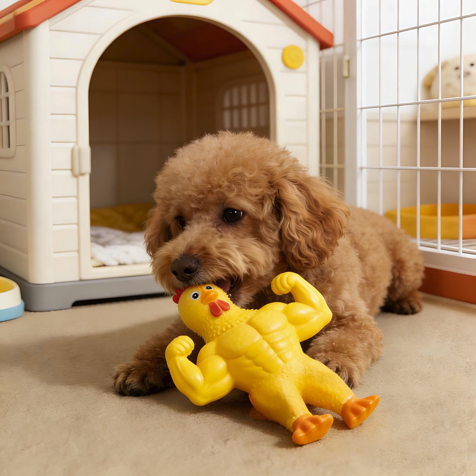 YaoZQ Interactive Rubber Chicken Dog Toy, Squeaking Muscle Screamer for ...