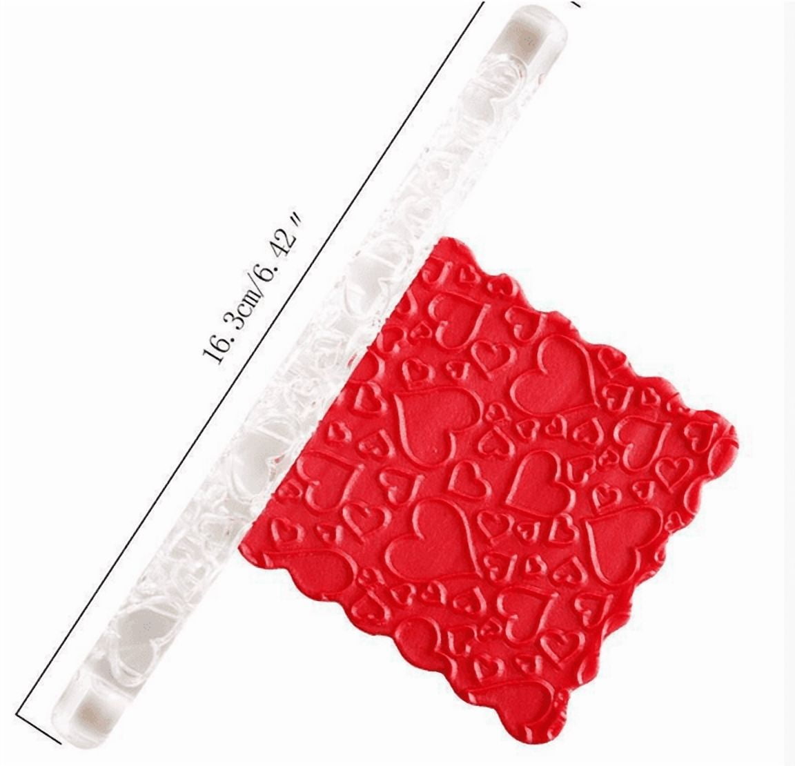 YaoZQ Mini Acrylic Rolling Pin with Pattern Embossed Fondant Roller ...