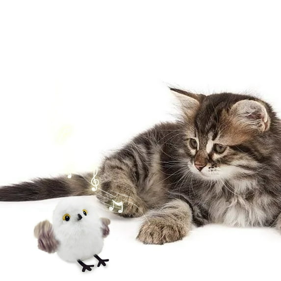 YaoZQ Motion Activated Flapping Owl Cat Toy, Interactive Chirping Bird ...