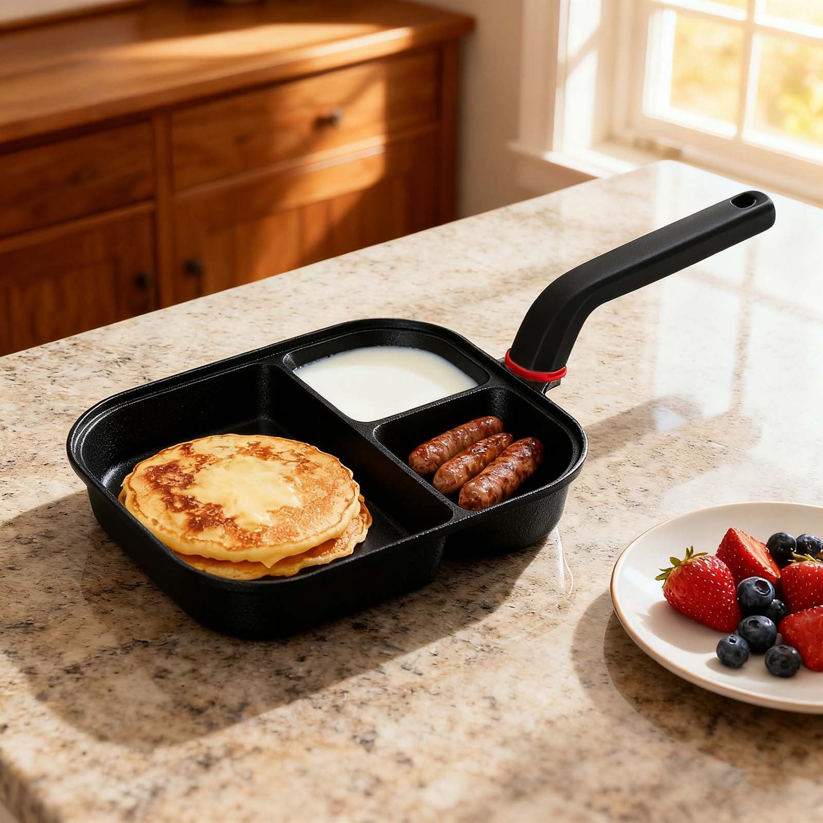 YaoZQ Obsidian Black Breakfast Skillet, Titanium Ceramic Nonstick Pan ...