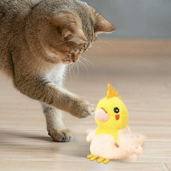 YaoZQ Realistic Flapping Bird Cat Toy, Plush Electric Cockatiel with ...