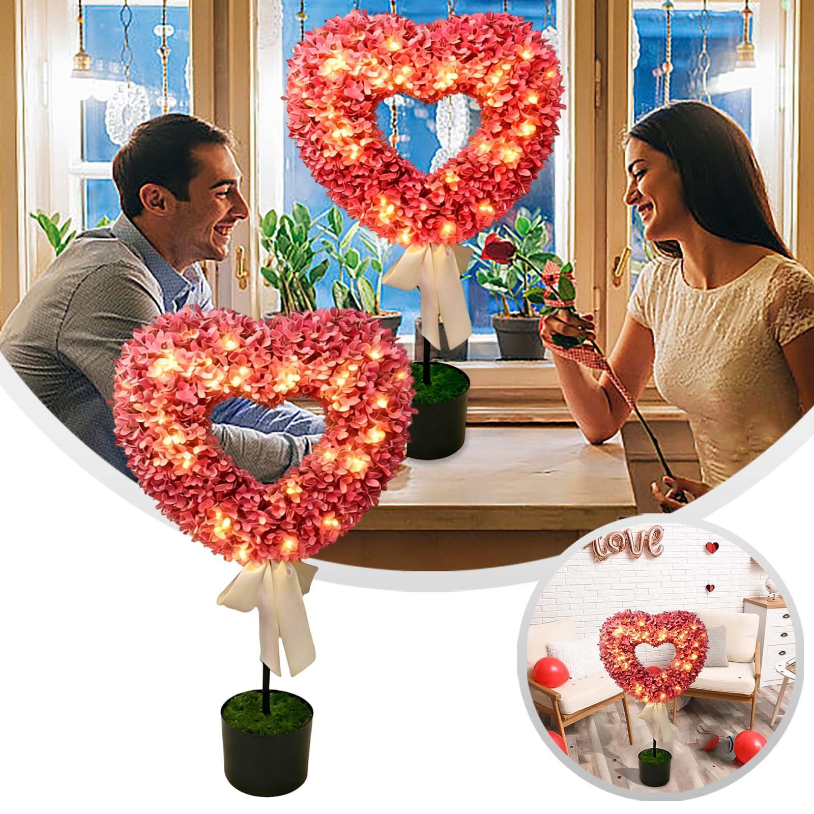 YaoZQ Valentines Day Decorations, LED Heart Topiary Tree, 27.6 in Pre ...