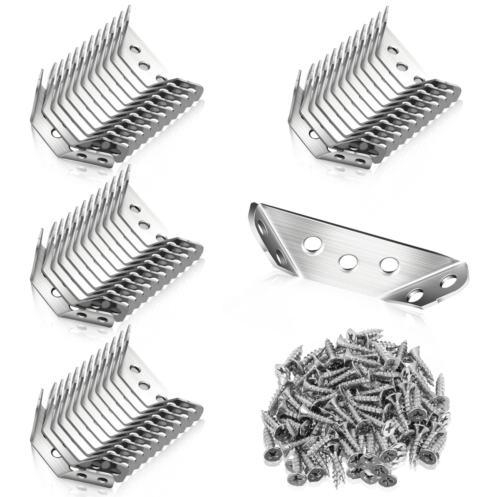 Yaocom 50 Pcs Stainless Steel Multifunction Triangle Corner Universal ...