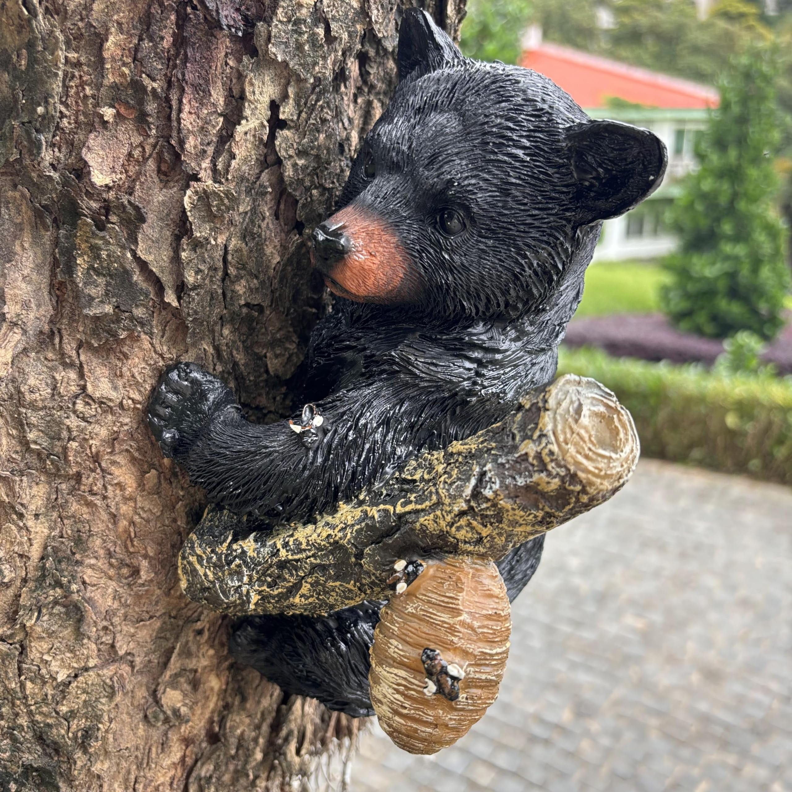 Yaoemei Black Bear Cub SSF20 Tree Hugger Decor Outdoor Sculpture, Baby ...