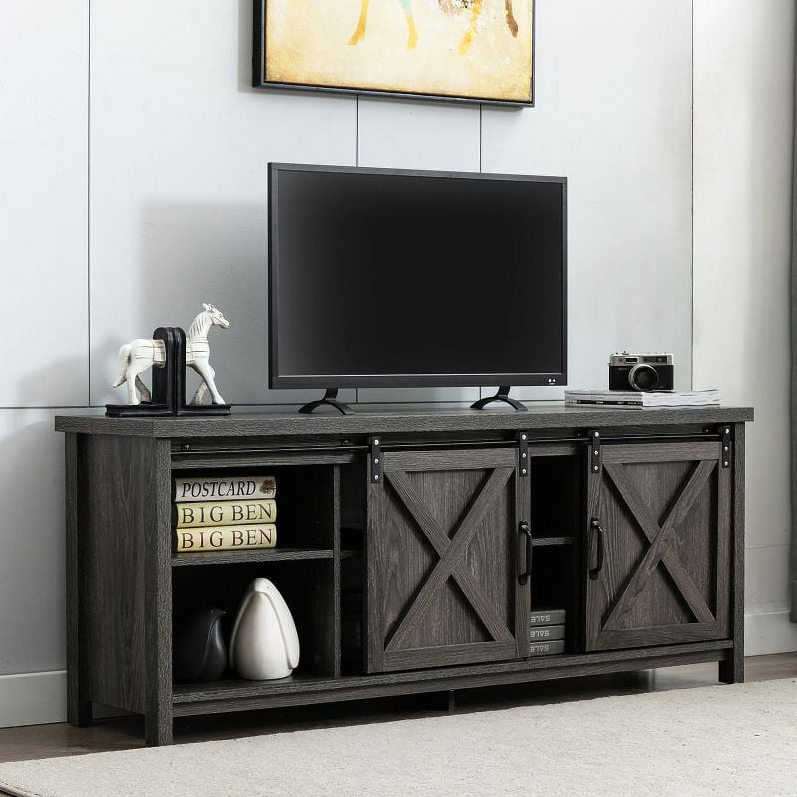 Yaoping 58 Farmhouse Sliding Barn Door TV Stand for Nepal | Ubuy