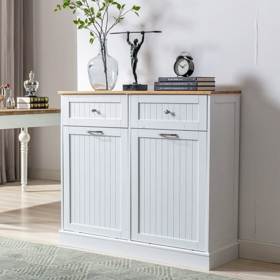 Anbuy Double Kitchen Trash Cabinets Dual Tilt Out Cabinet with Two Wood ...