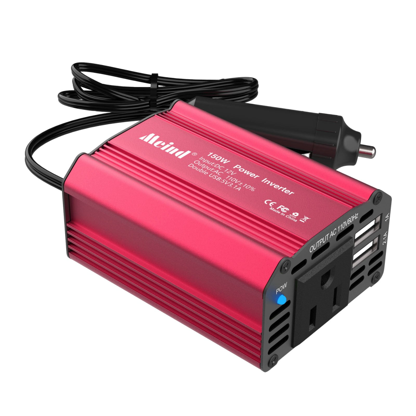 Yaoyar 150W Power Inverter for Vehicles, 12V DC to 110V AC Car Plug ...