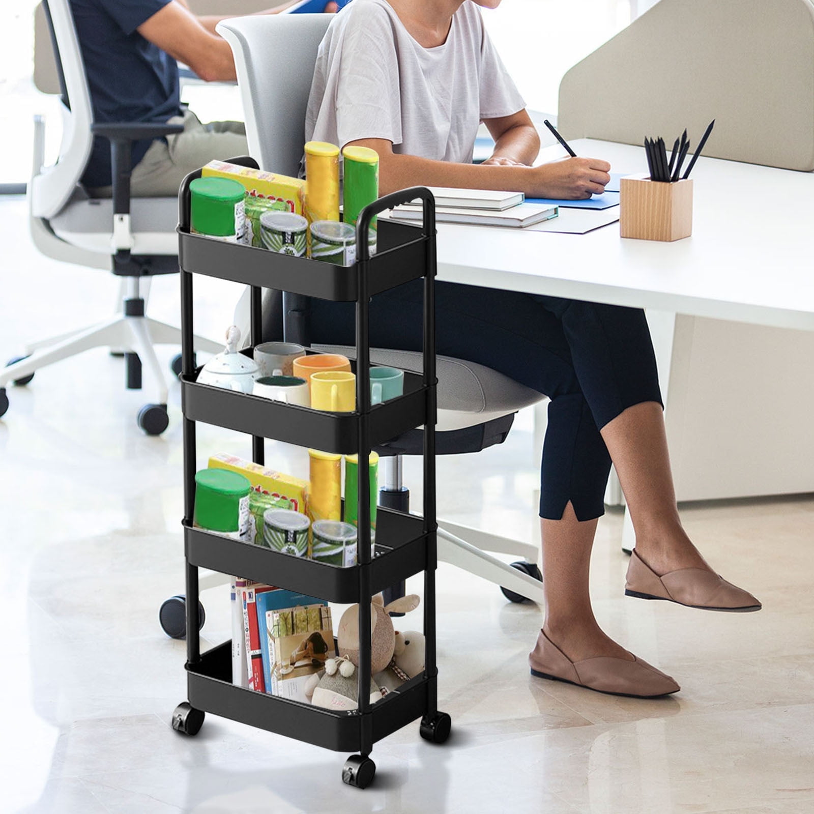 Yaoyar 4-Tier Storage Cart,Multifunction Kitchen Storage Organizer ...