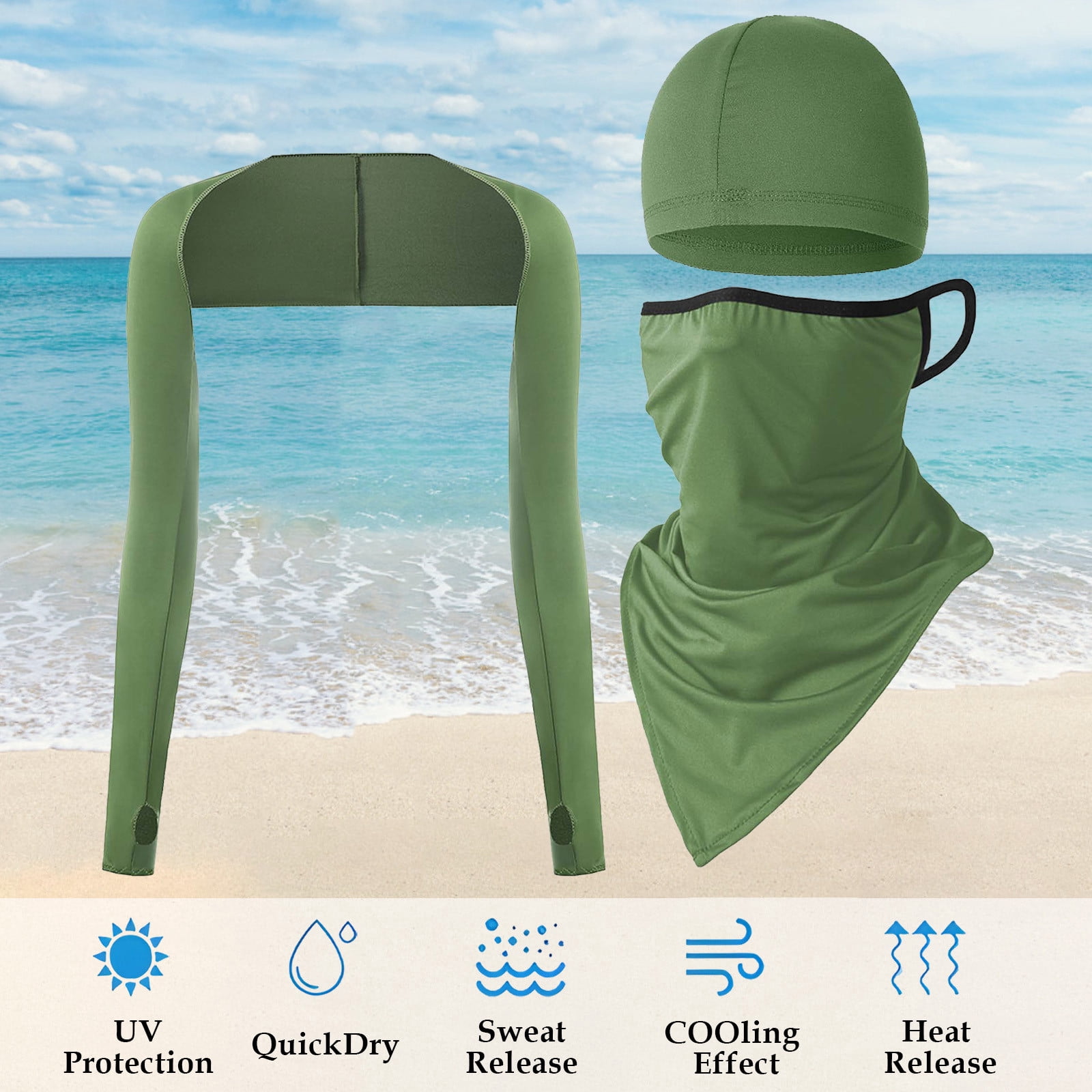 Yaoyar Cooling Shawl Arm Sleeves UV Protection Face Mask Skull Cap for ...