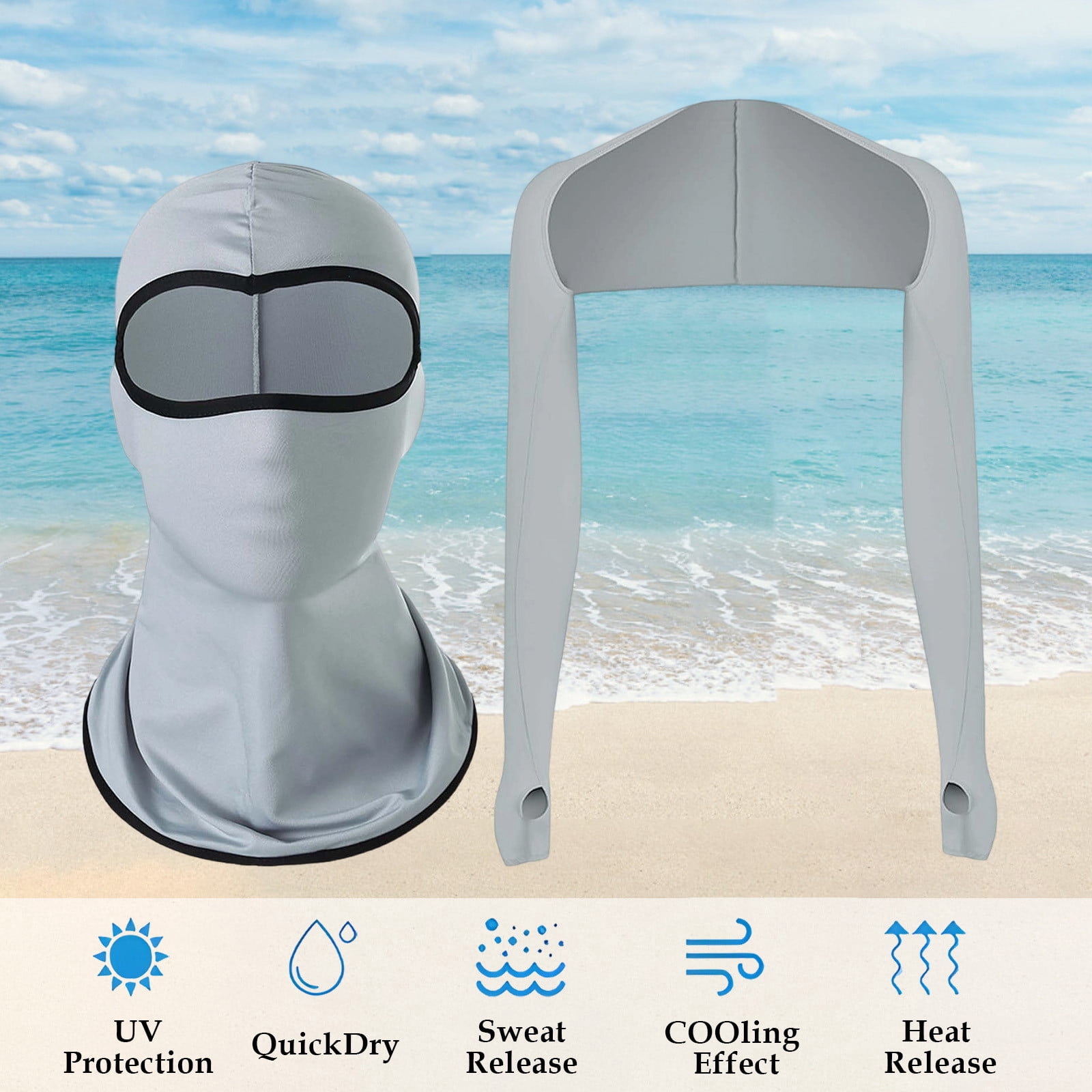 Yaoyar Cooling Shawl Arm Sleeves UV Protection Face Mask Skull Cap for ...