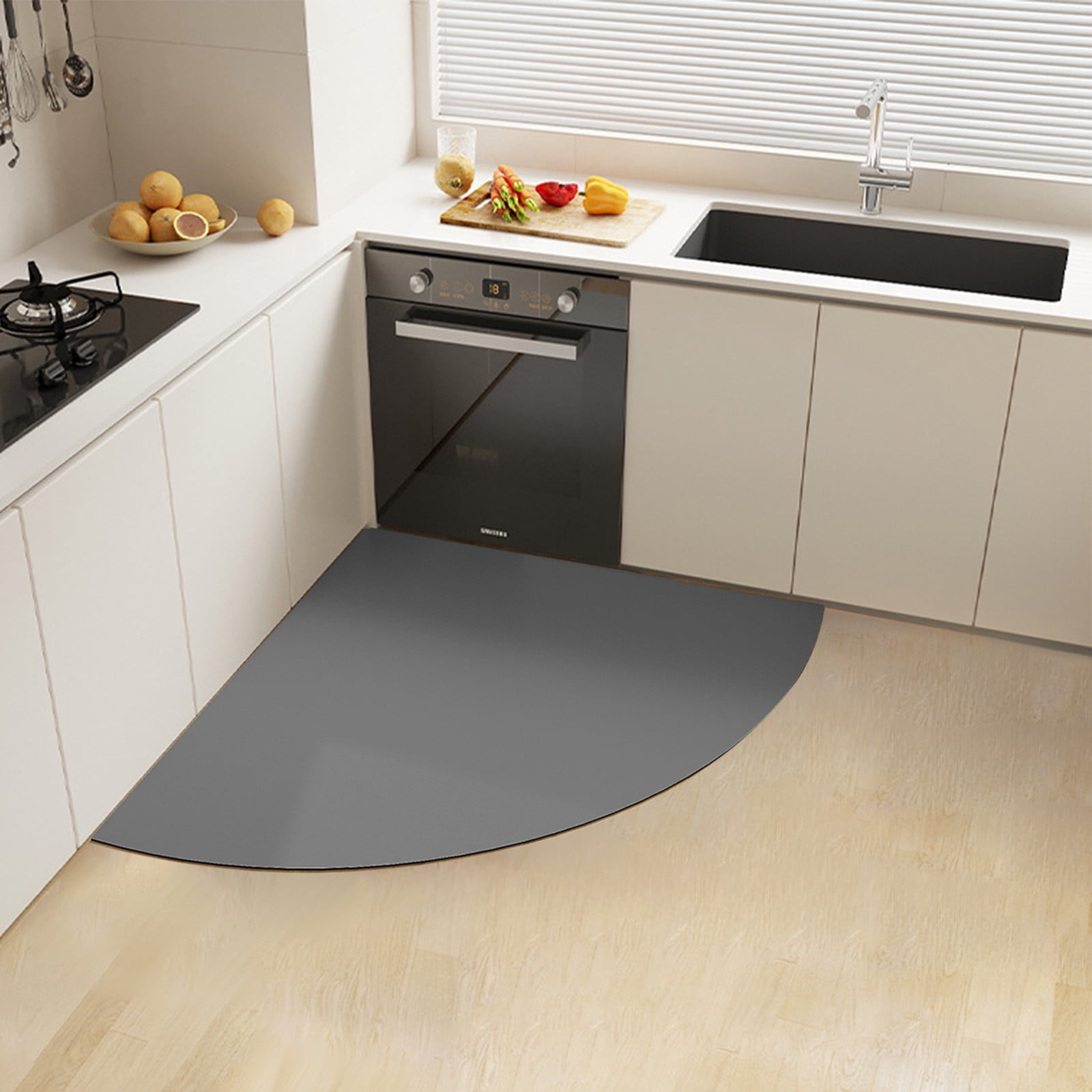 Yaoyar Fan Shaped Curved Bath Mat, Non Slip Corner Rugs for Circular ...