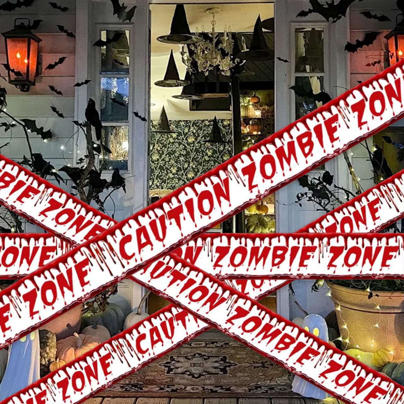 Yaoyar Haunted House Decorations Caution Tape,Horror Decor with Bloody ...