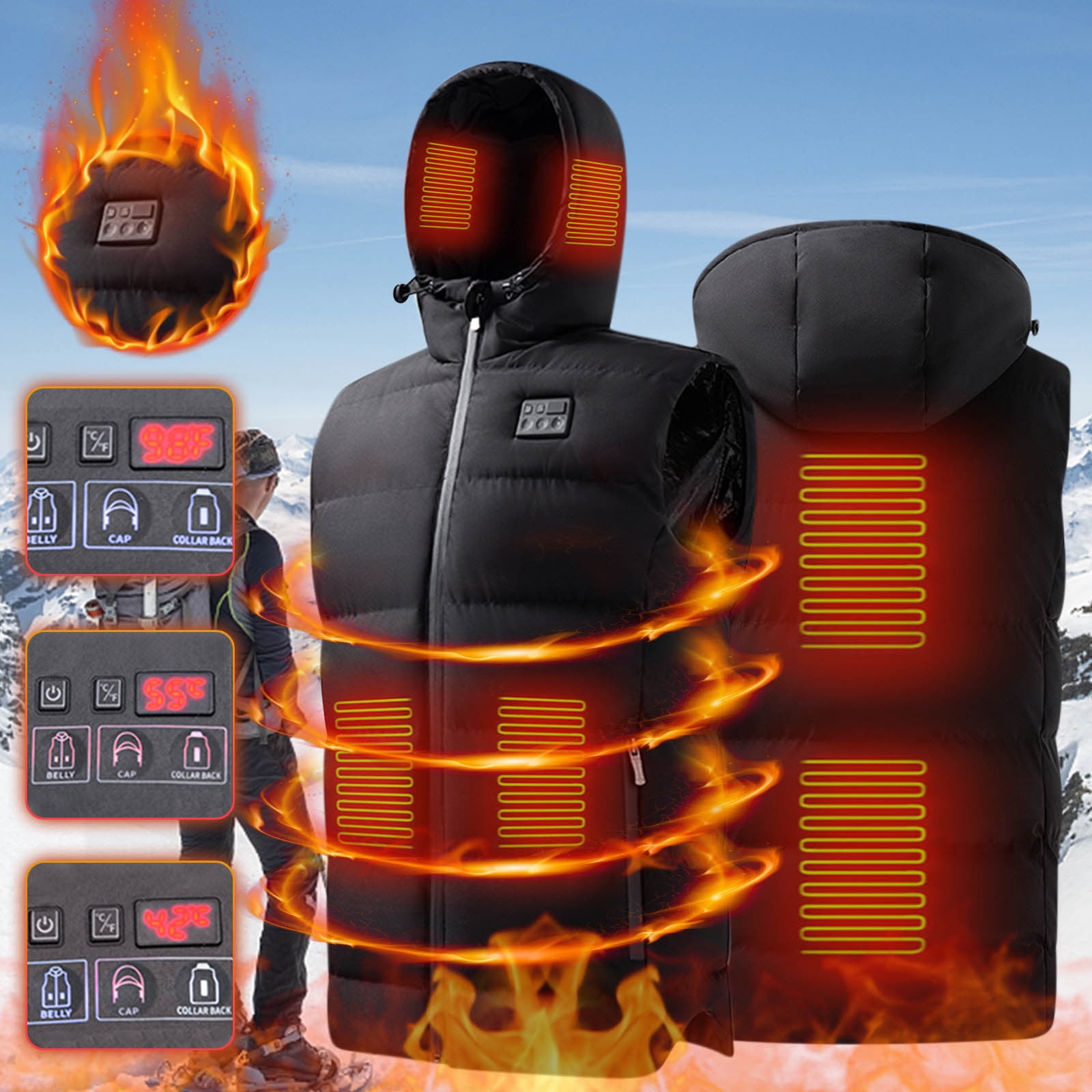 Yaoyar Heated Vest for Men Women,Windproof USB Electric Heating Jacket ...