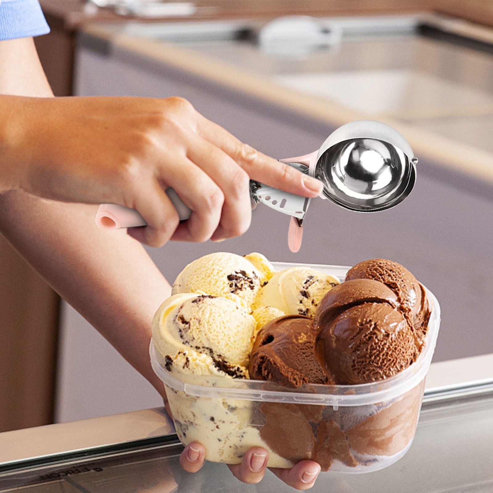Yaoyar Heavy Duty Ice Cream Scoop with Non-Slip Handle - Professional ...