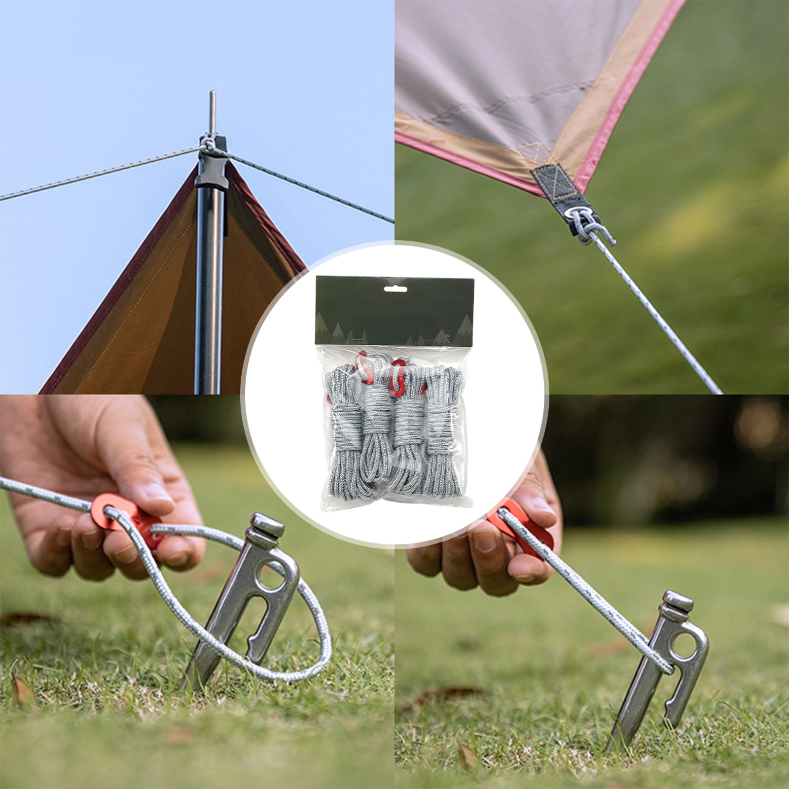 Yaoyar High-Reflective Guy Lines 4mm Tent Cords Camp Ropes for Tent, Tying Down Tarps, Canopies ...