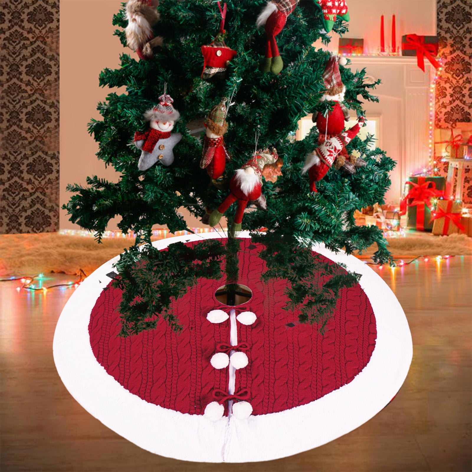 Yaoyar Knitted Christmas Tree Skirt, Small Tree Skirts for Pencil Tree ...