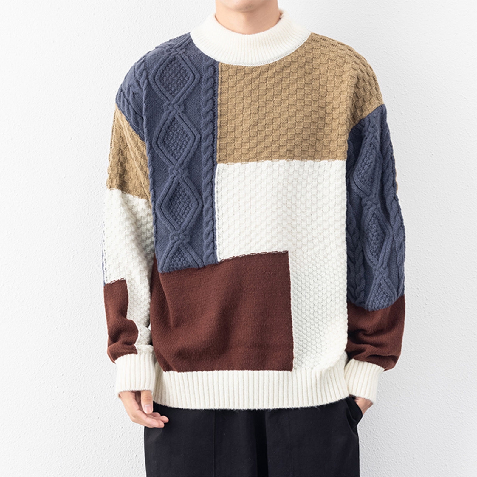 Yaoyar Man Clothing Warm Autumn Winter Sweaters Men Casual Patchwork ...