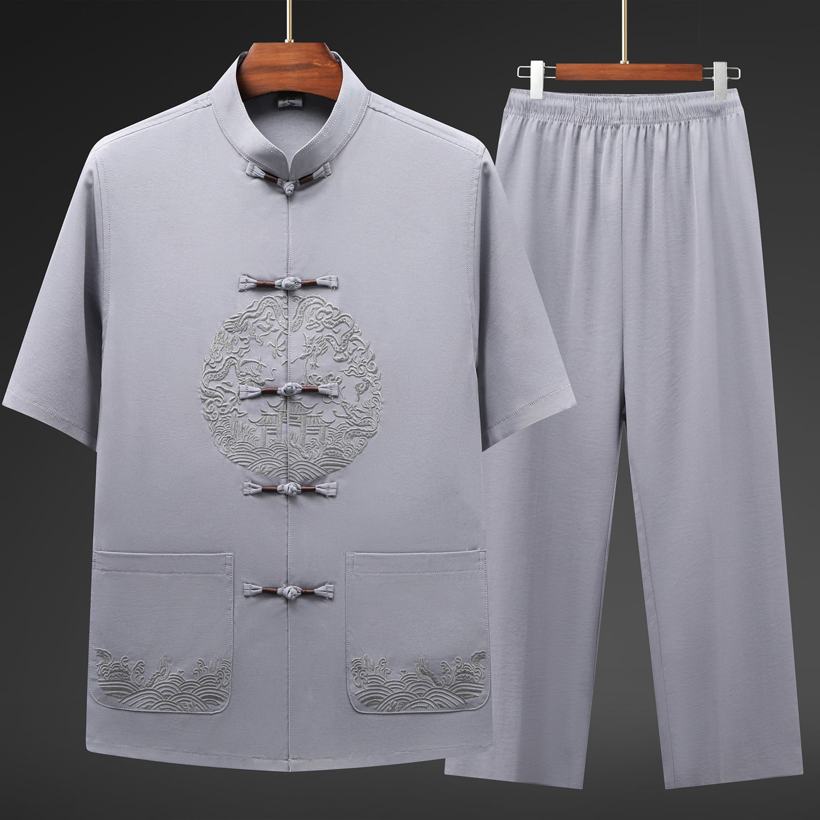 Yaoyar Men's Dragon Embroidered Tang Suit Chinese Traditional Mandarin ...