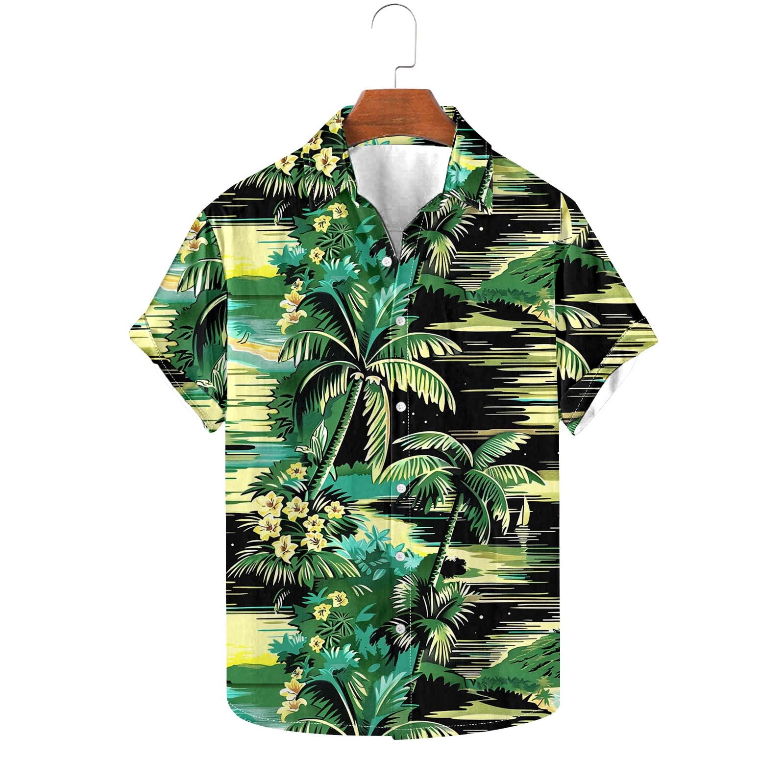 Yaoyar Men's Floral Print Hawaiian Style Short Sleeve Button Down ...