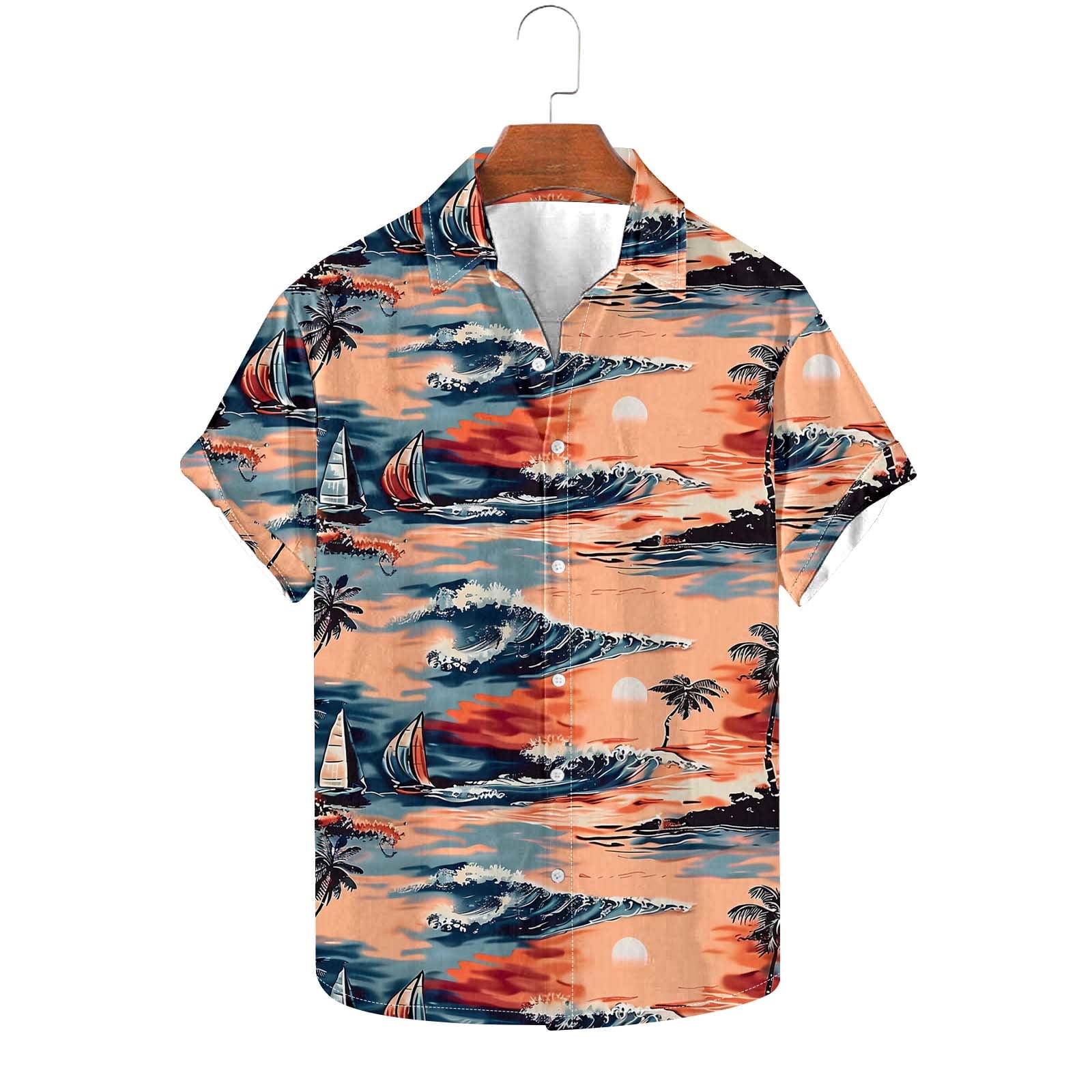 Yaoyar Men's Floral Print Hawaiian Style Short Sleeve Button Down ...