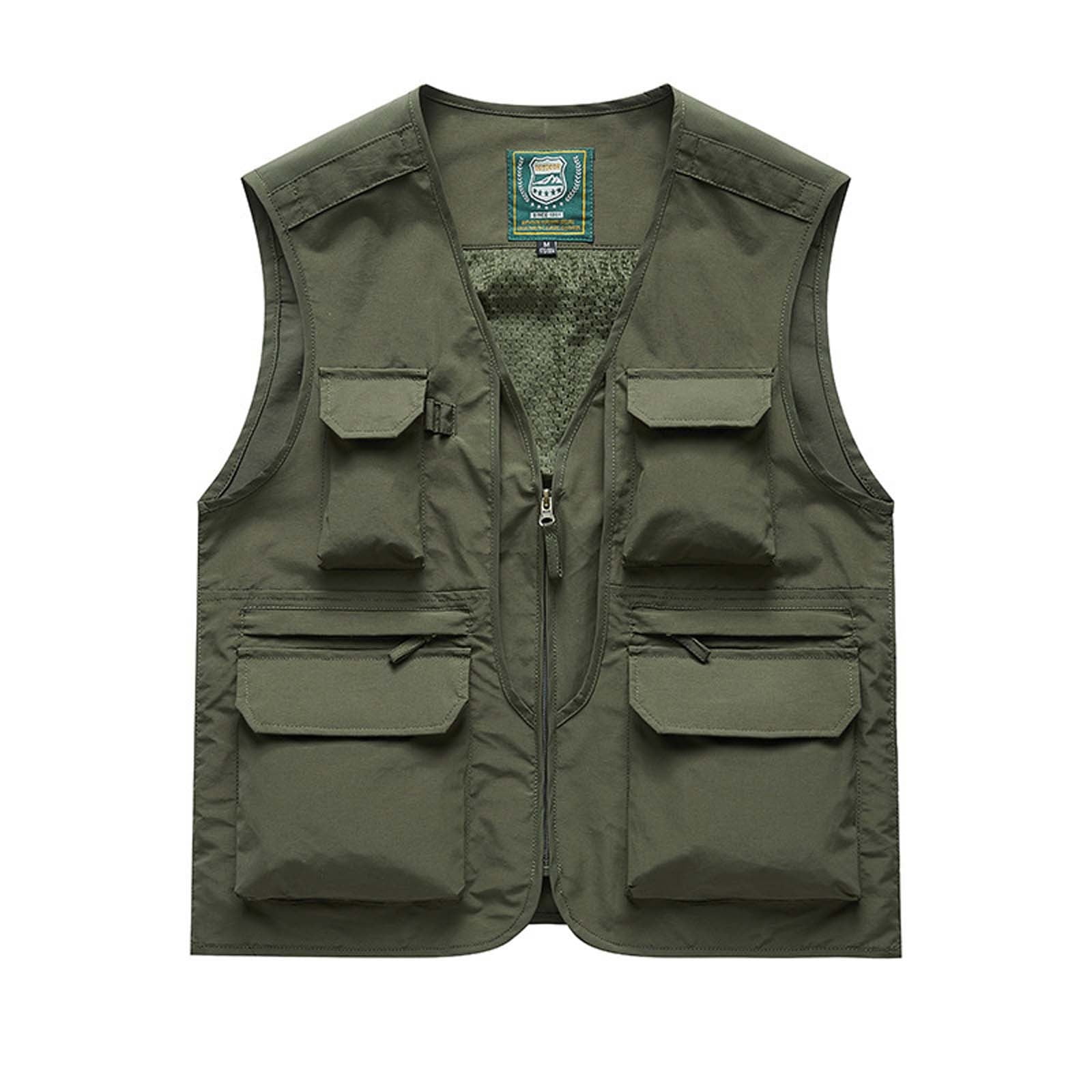Yaoyar Men's Outdoor Work Fishing Travel Photo Zip Cargo Vest Jacket ...