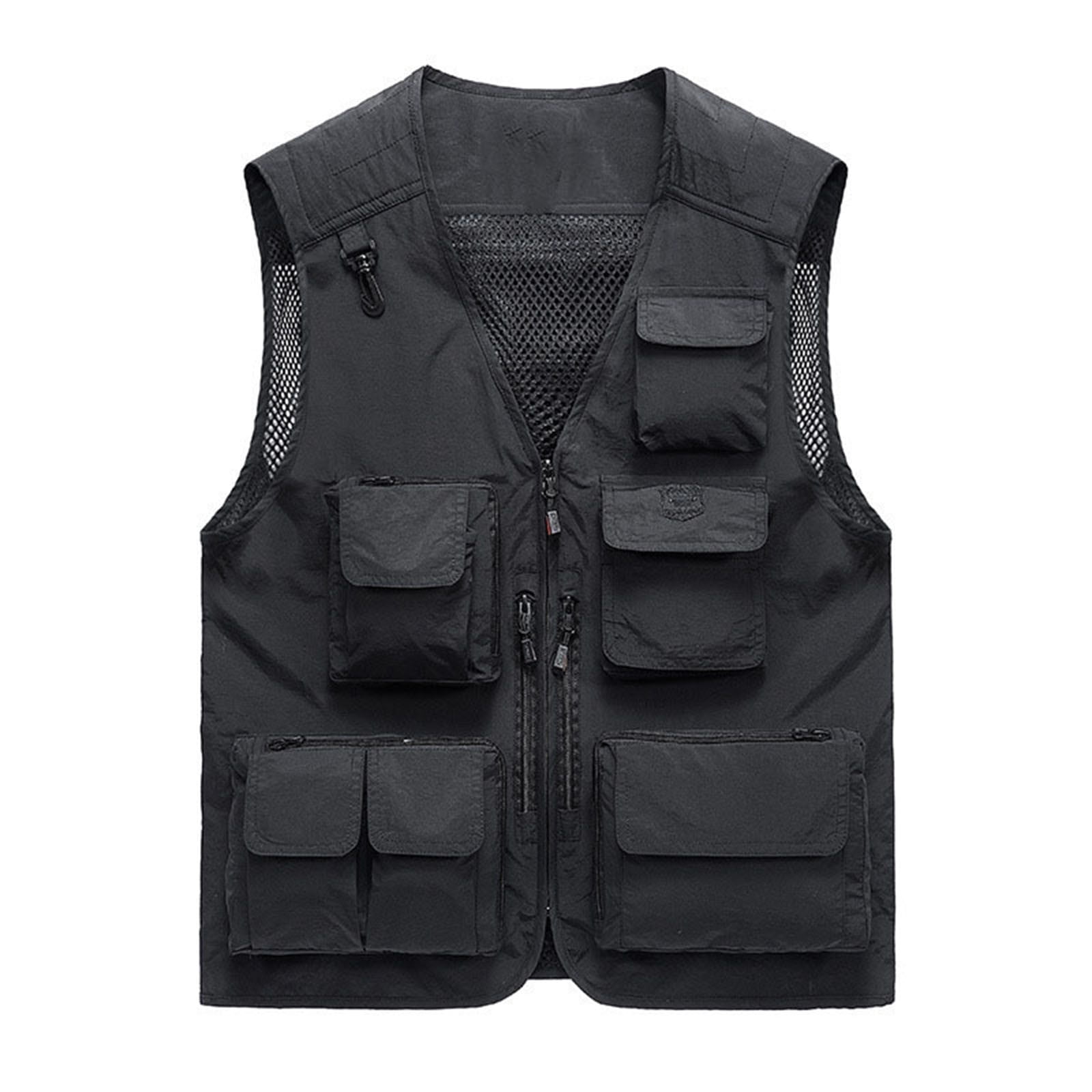 Yaoyar Men's Outdoor Work Fishing Travel Photo Zip Cargo Vest Jacket ...
