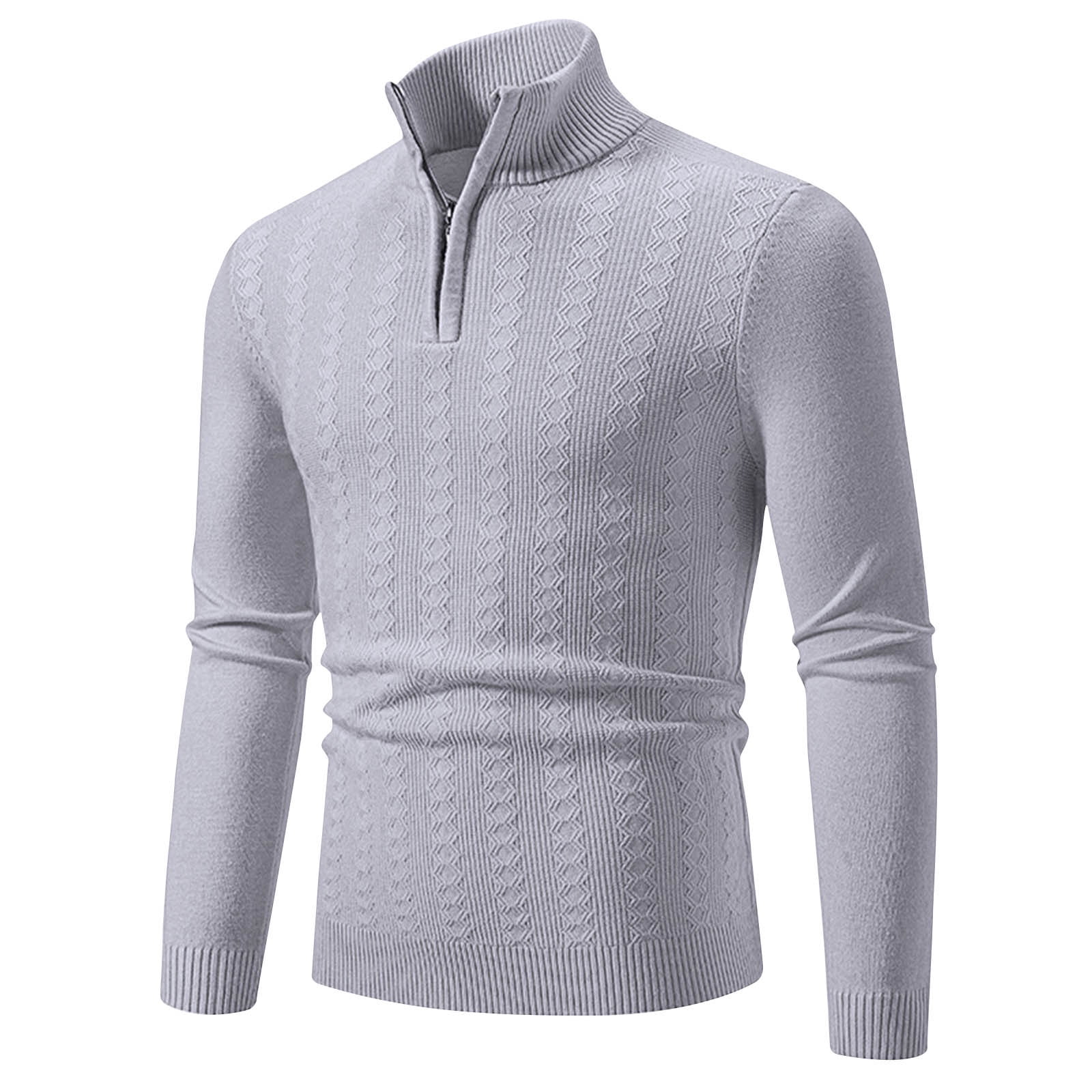 Yaoyar Men's Quarter Zip Sweater Slim Fit Solid Color Casual Knitted ...