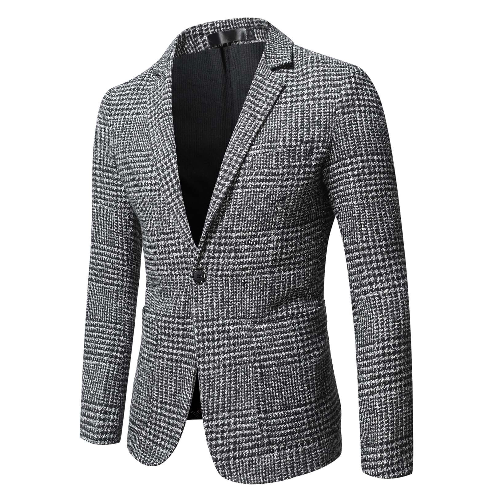 Yaoyar Men's Winter Fashion Business Wool Coat Solid Color Plaid ...