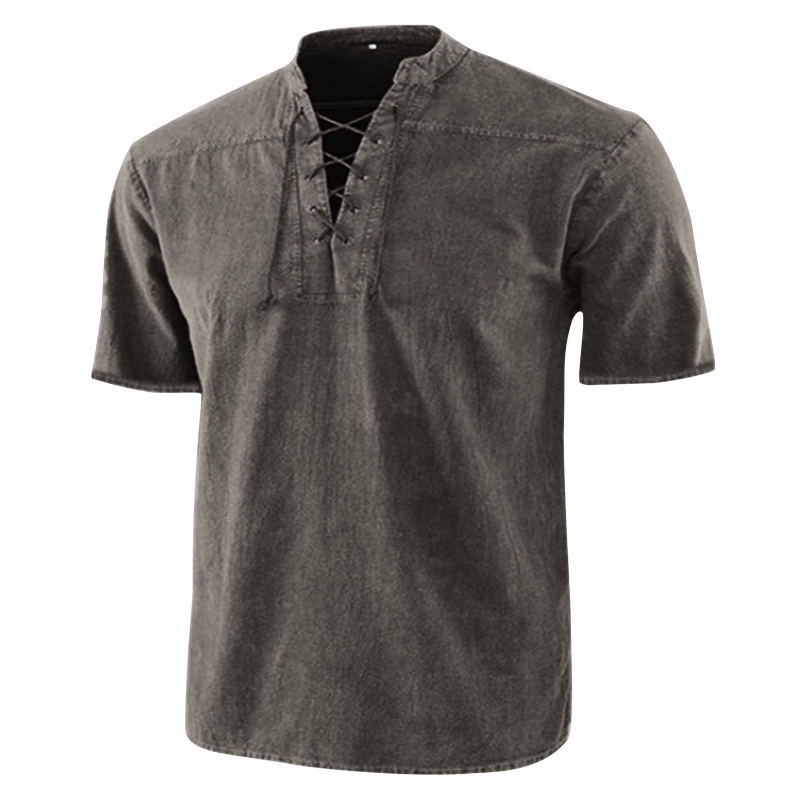 Yaoyar Mens Henley Shirt Short Sleeve Solid Button-Down Beach Tops ...