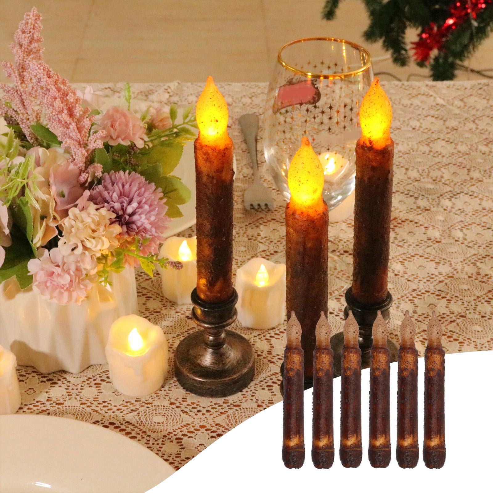 Yaoyar Primitive Candles 6pcs Real Wax Hand Dipped with 10 Key Timer ...