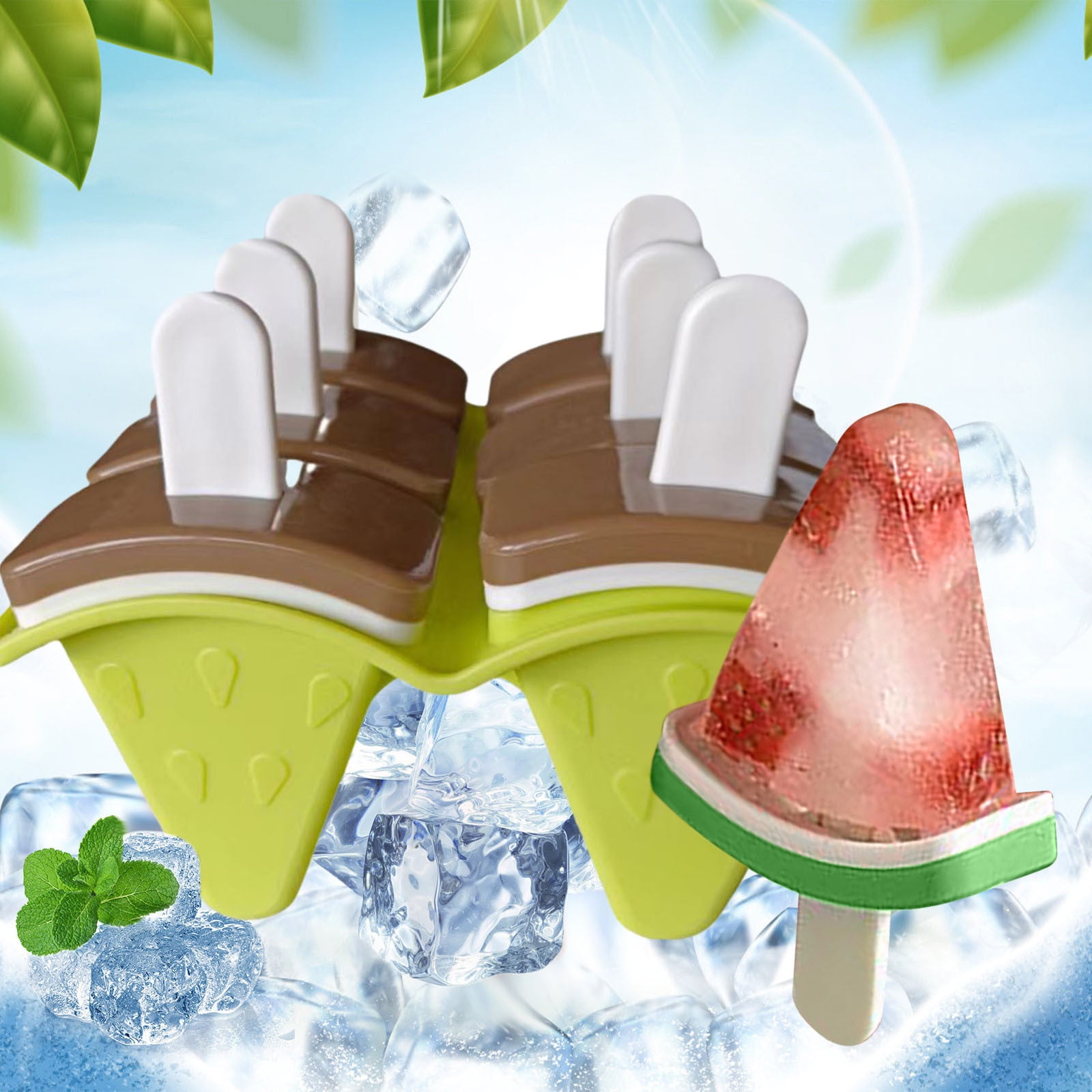 Yaoyar Watermelon Ice Popsicle Moulds With Handles Reusable Easy To ...