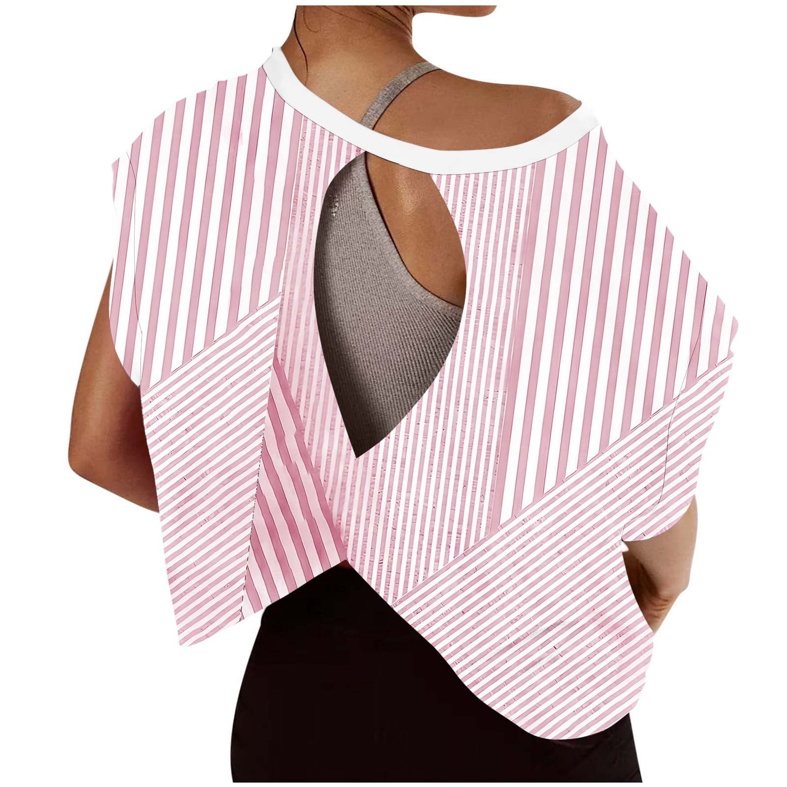 Yaoyar Women’s Backless Thin Workout Crop Tops Cutout Back Sports T ...