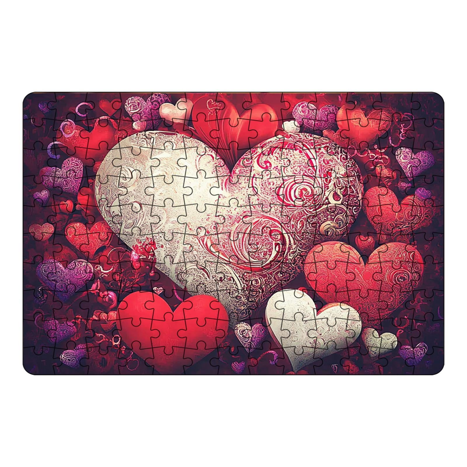 Yaoyucui 130 Piece Valentine's Day Heart Puzzle Set Valentine's Day ...