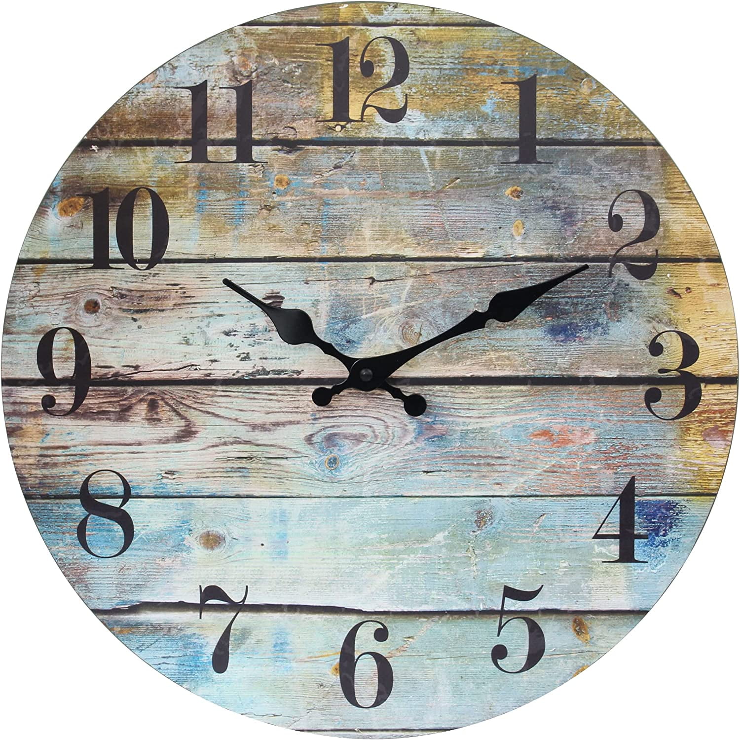 Yapicoco 10" Ocean-Themed Wall Clock, Silent, Battery Operated, Vintage ...