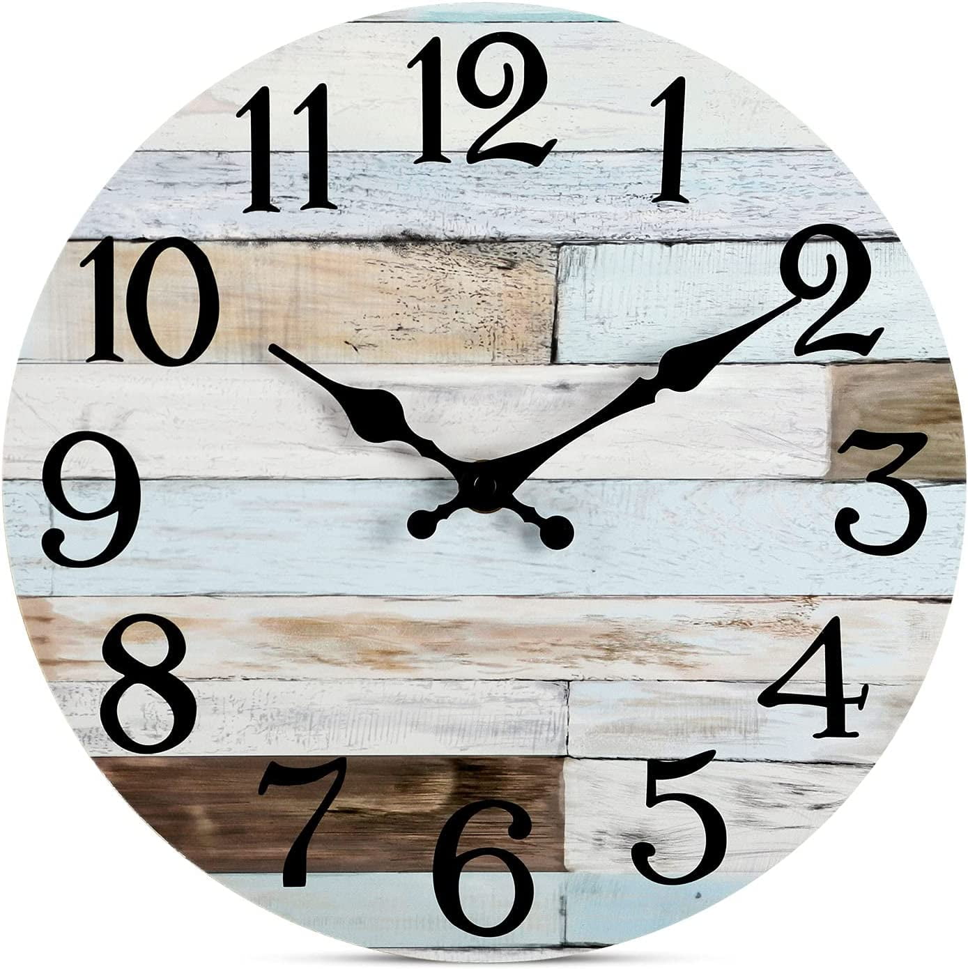Yapicoco Beach Blue Themed Wall Clocks, Battery Operated, Silent, Non ...