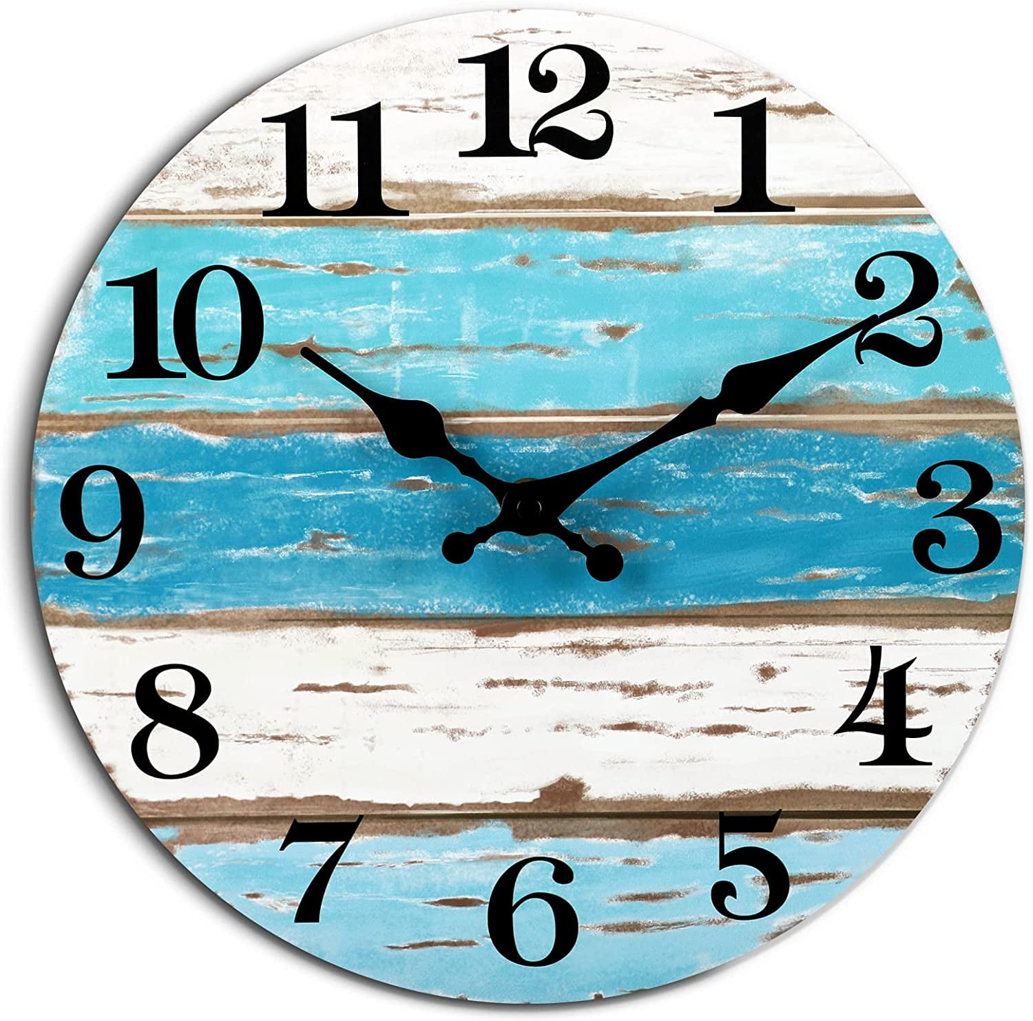 Yapicoco 10" Ocean-Themed Wall Clock, Silent, Battery Operated, Vintage ...