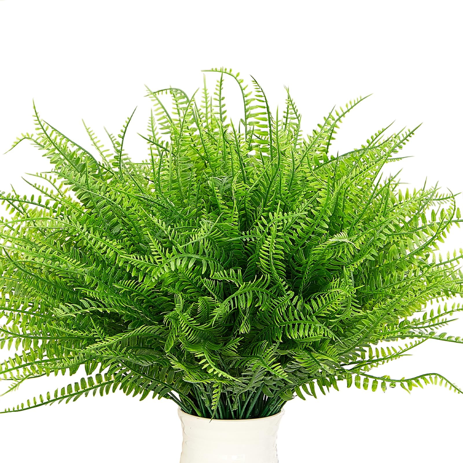 Yaqulen 12 Pcs Artificial Outdoor Plants, Fake Boston Fern Plants, UV ...