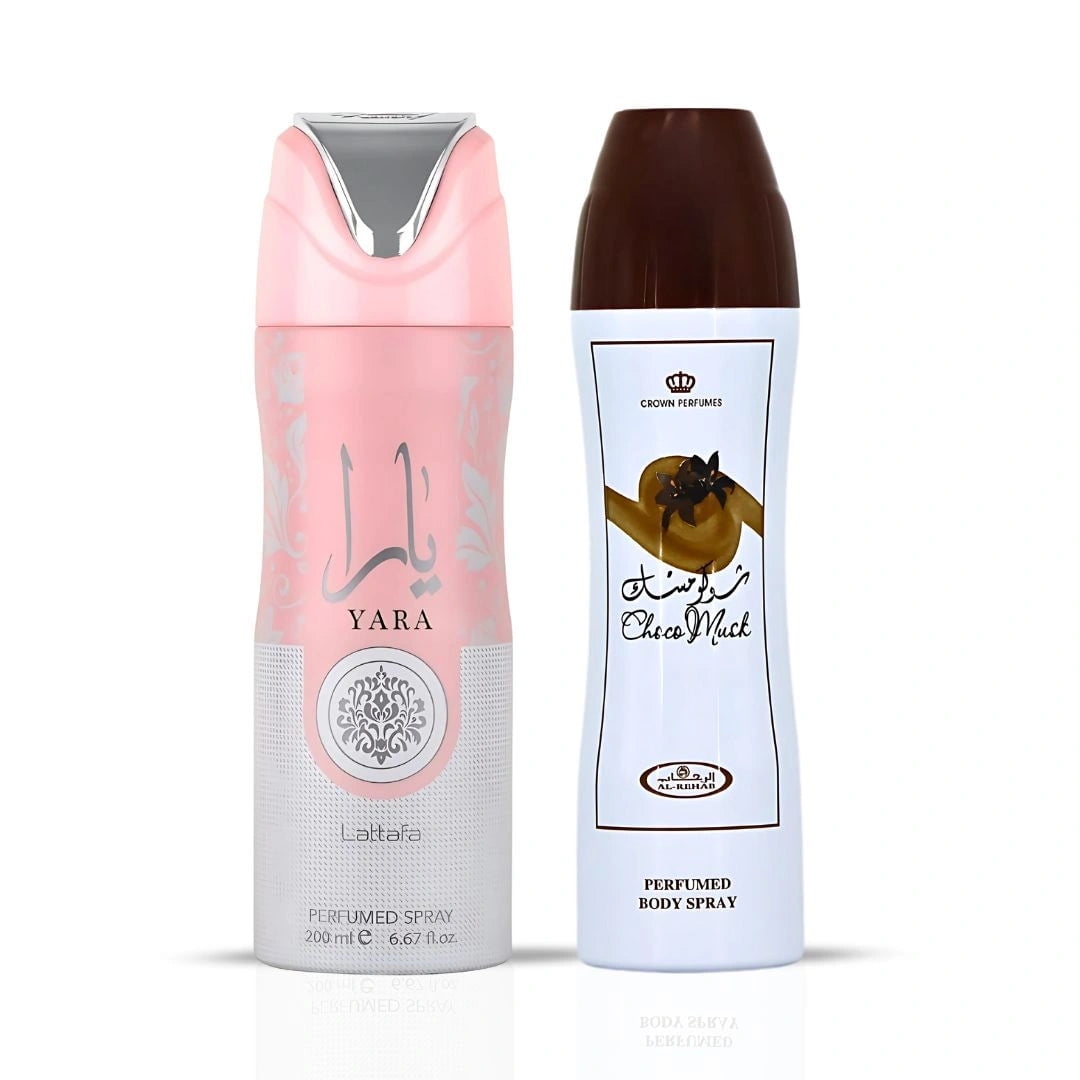 Yara by Lattafa & Choco Musk by Al Rehab - Deodorant Sprays 200ml (6.7 ...