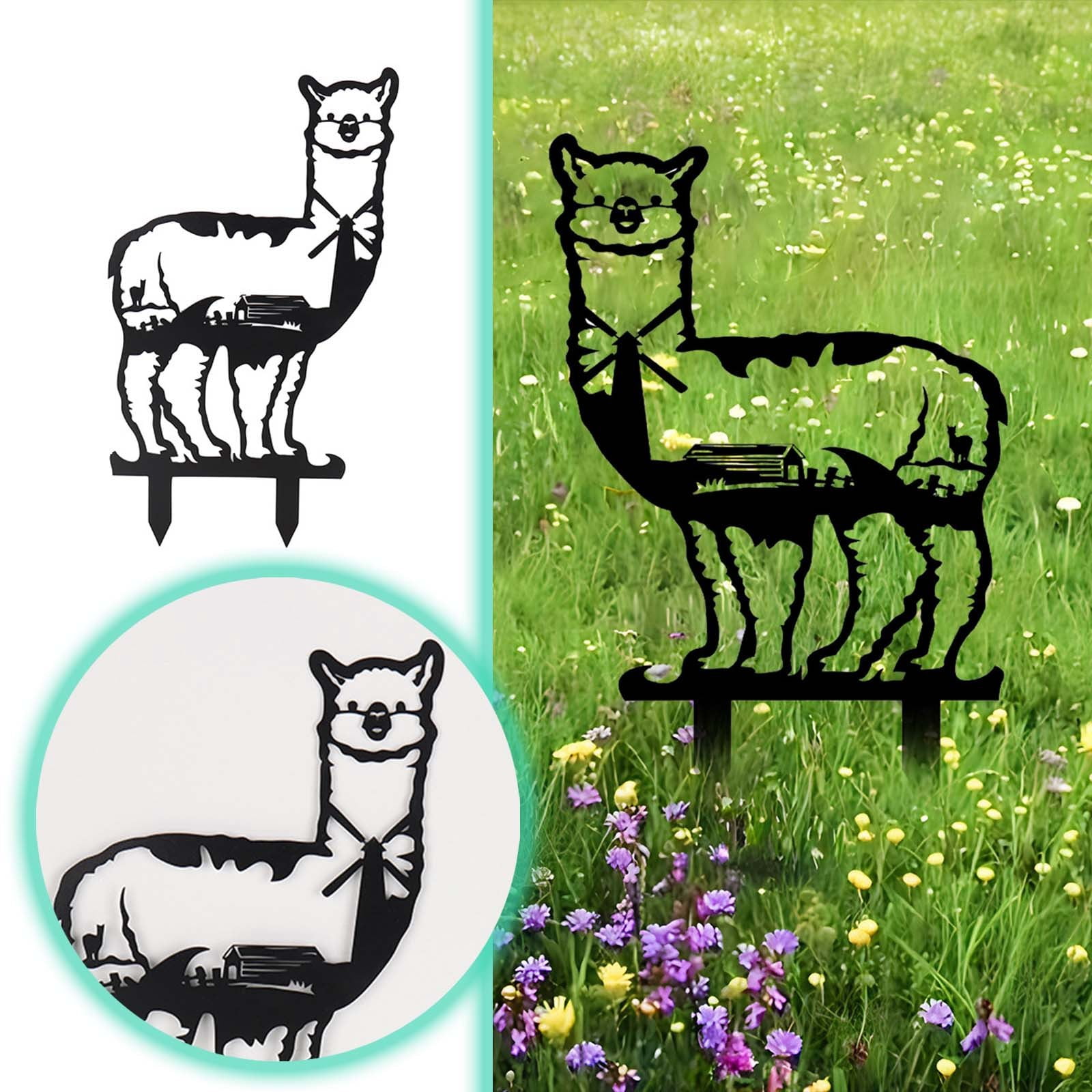 Yard Art Metal Stakes Black Garden Stakes Metal Decoration Silhouette ...