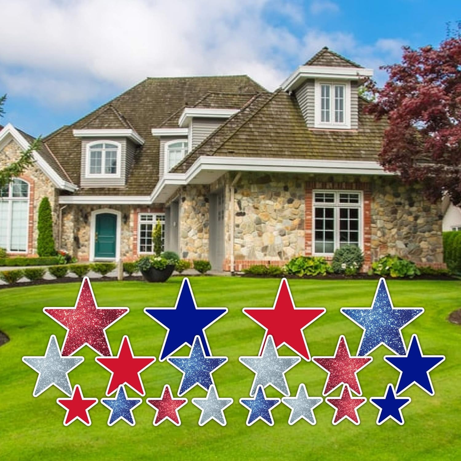 Yard Decorations Accessories: Patriotic Stars Yard Signs, Rounded ...