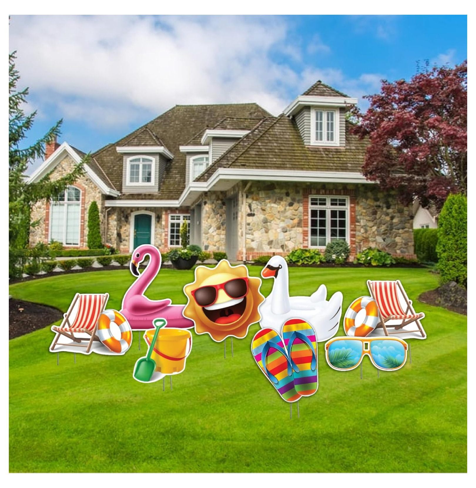 Yard Decorations - Summer Yard Cards (8pcs) with Stakes, Summer Themed ...