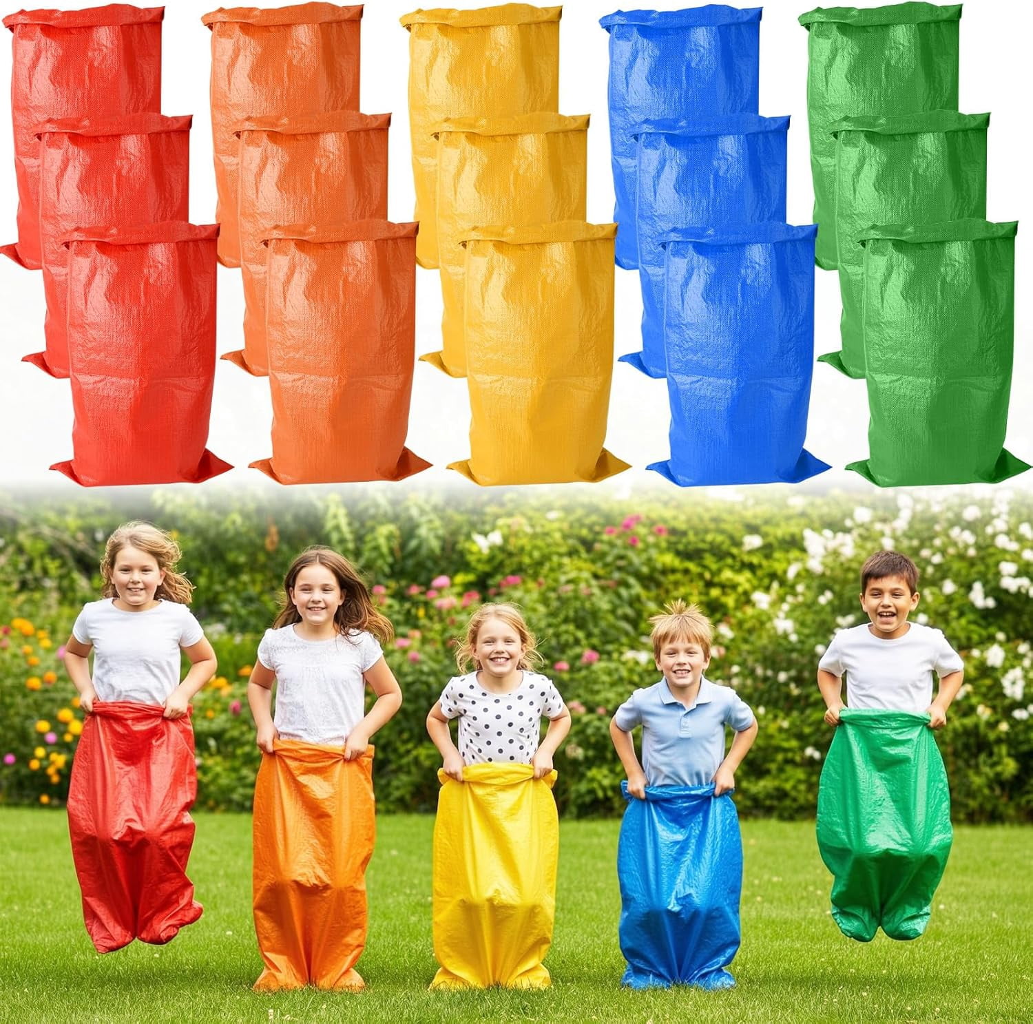 Yard Games for Kids & Adults - 5 Color Potato Sack Race Bags Set for ...